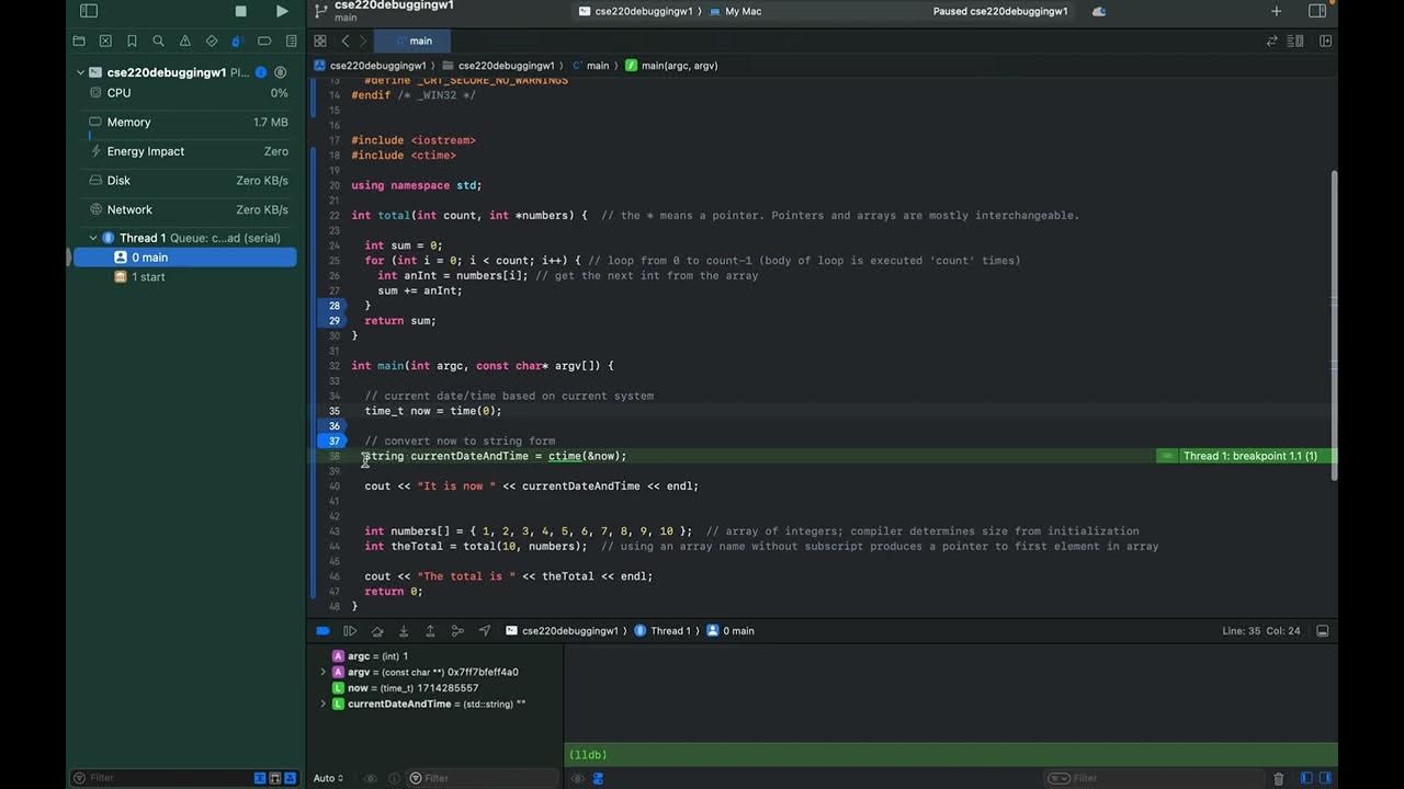 Debugging using Xcode C++ - YouTube