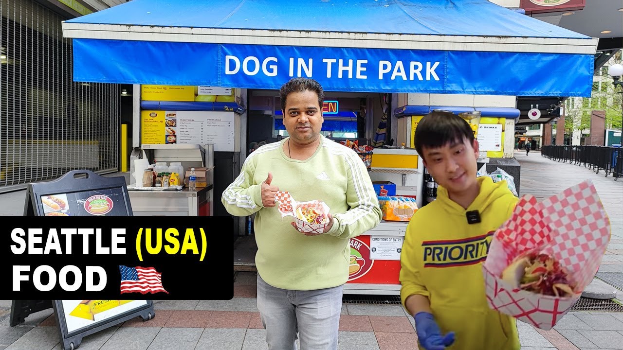 Seattle USA Street Food ! Dog in the Park Westlake Center Seattle USA ...