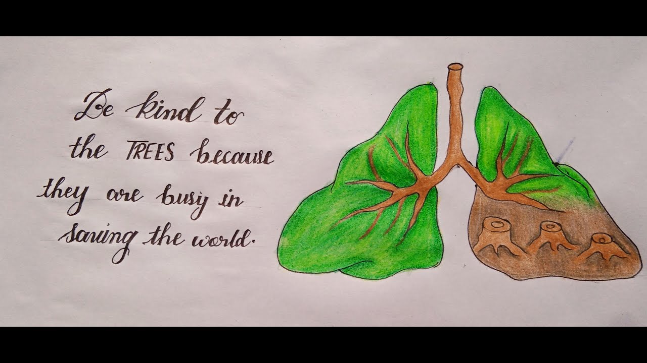 Poster making for world environment day. Save forest. easy drawing ...