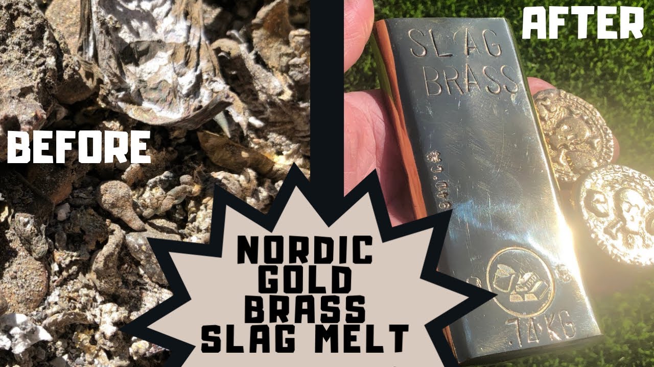 Nordic Gold Slag & Brass Slag Melting into Bar & Coins 1000°C+ - ASMR ...