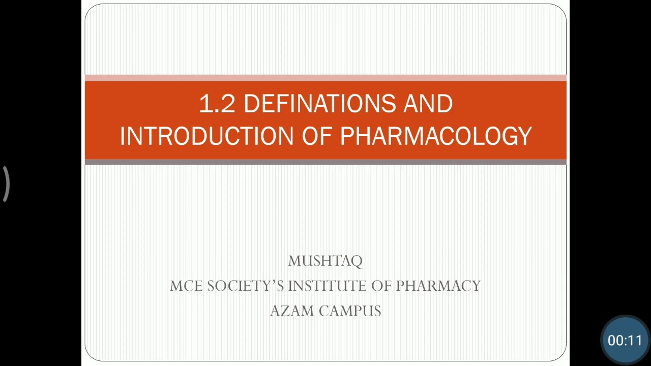 1 2 Introduction & Definition of terms in Pharmacology - YouTube