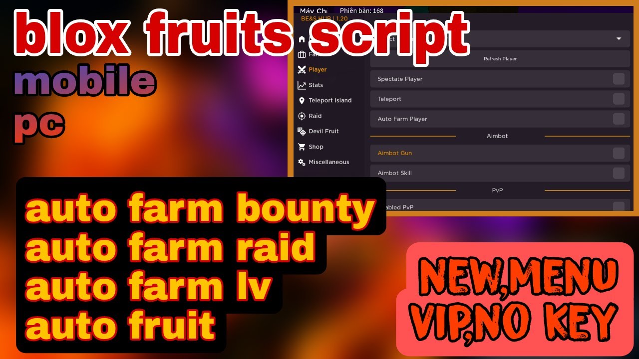[ROBLOX] Blox fruits script menu auto farm bounty,level,raid,fruit ...
