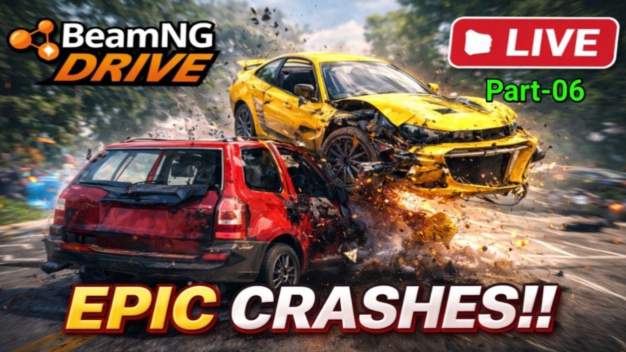 LIVE BeamNG.drive Part-06| Epic Crashes & Extreme Damage || BeamNG ...