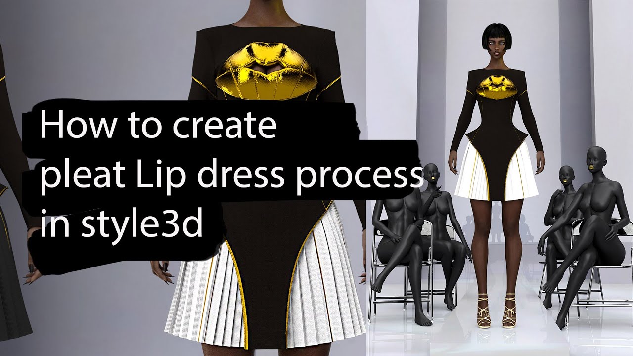 How to create pleat lip dress process in style 3d - YouTube