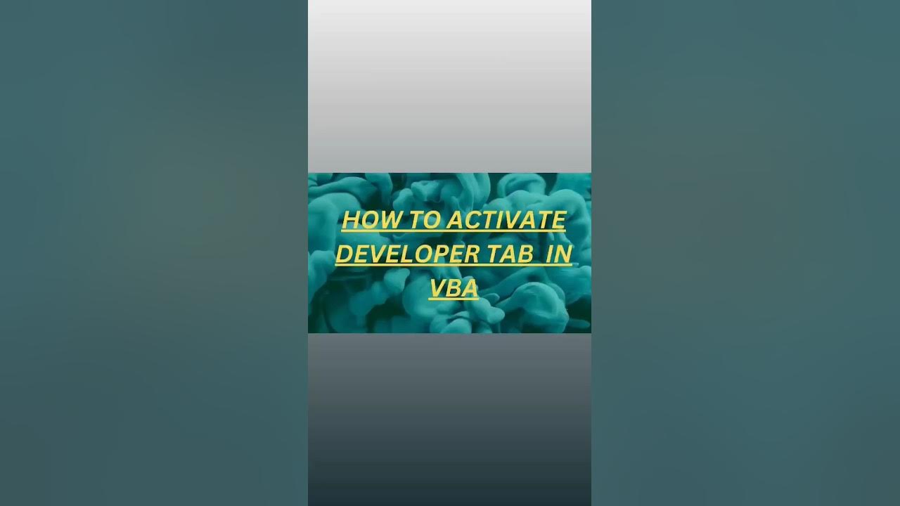 How To Activate Developer Tab In Vba Excel Vba Shorts Excelautomationtutorial Youtube