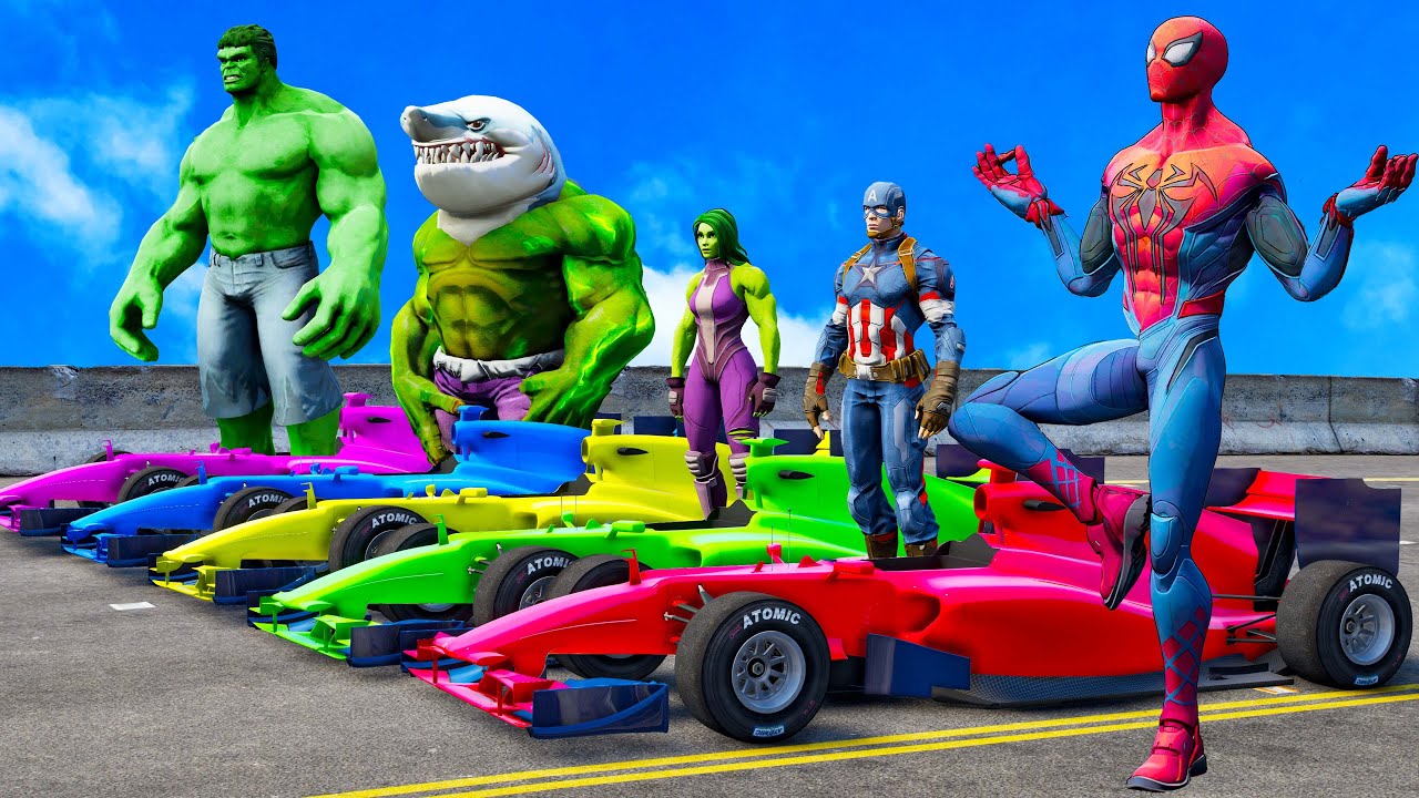 SPIDER MAN vs HULK team F1 Racing was crazy !! Who fastest man alive ...
