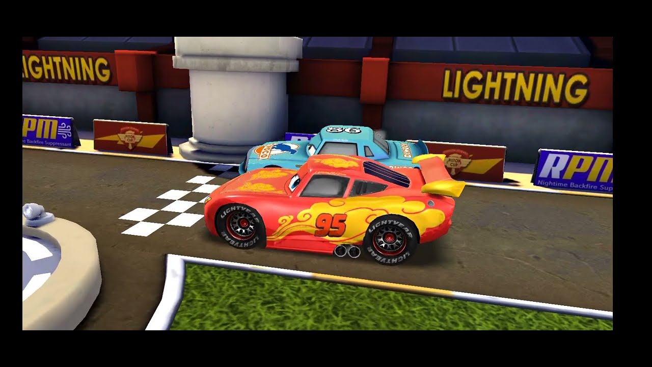 Cars fast as lightningin McQueen race track - YouTube