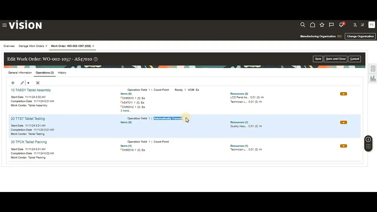 How to return push component in Oracle Fusion Manufacturing #Oracle - YouTube