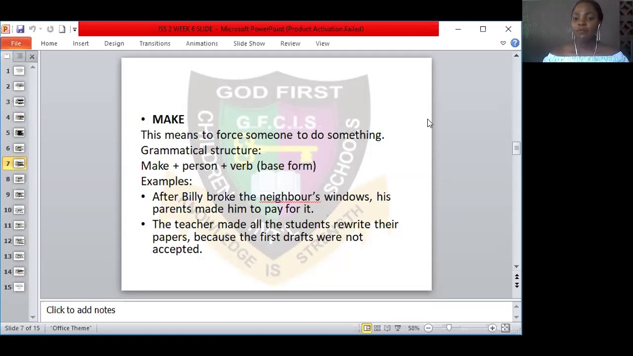 GOD FIRST COLLEGE: ENGLISH LANGUAGE CAUSATIVE VERBS JSS 2 WEEK 6 - YouTube