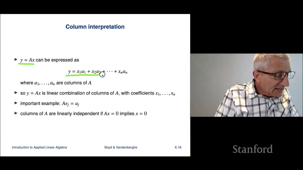 Stanford ENGR108: Introduction to Applied Linear Algebra | 2020 | Lecture 18-VMLS matrix vector ...