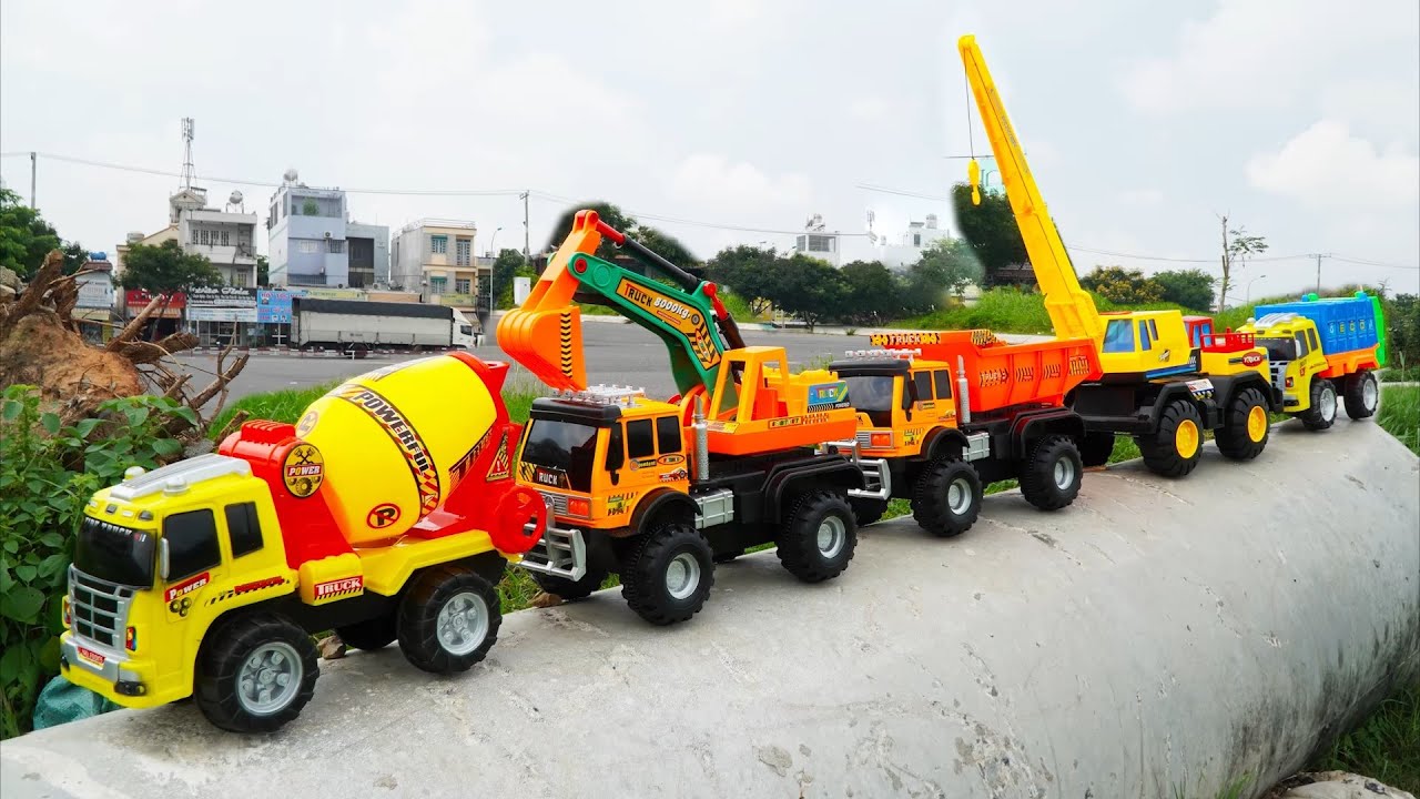 Xe Cần Cẩu Múc Đất / Xe Xúc Cát Đồ Chơi Thiếu Nhi / Xe Chở Đổ Rác - YouTube