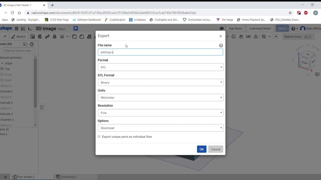 Engr 1 Onshape Export STL YouTube Engr 1 Onshape Export STL YouTube
