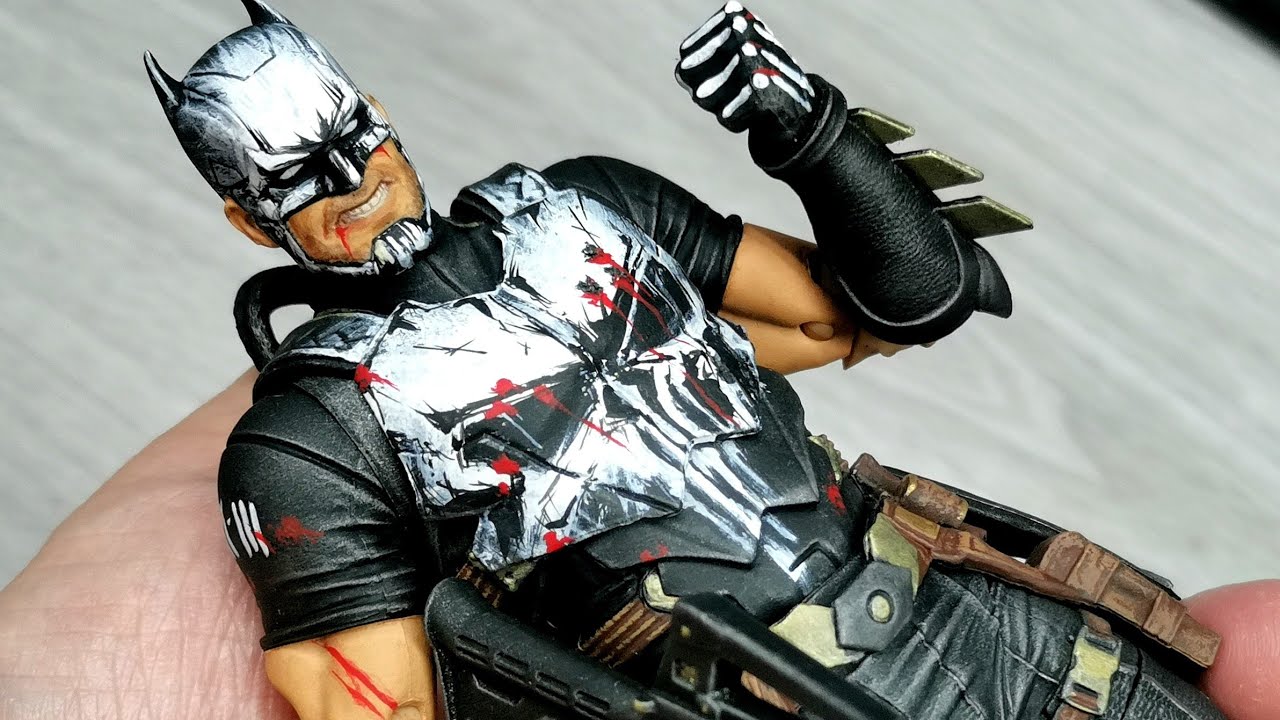 How to custom paint: Batman x Punisher custom. Mcfarlane Toys. action ...