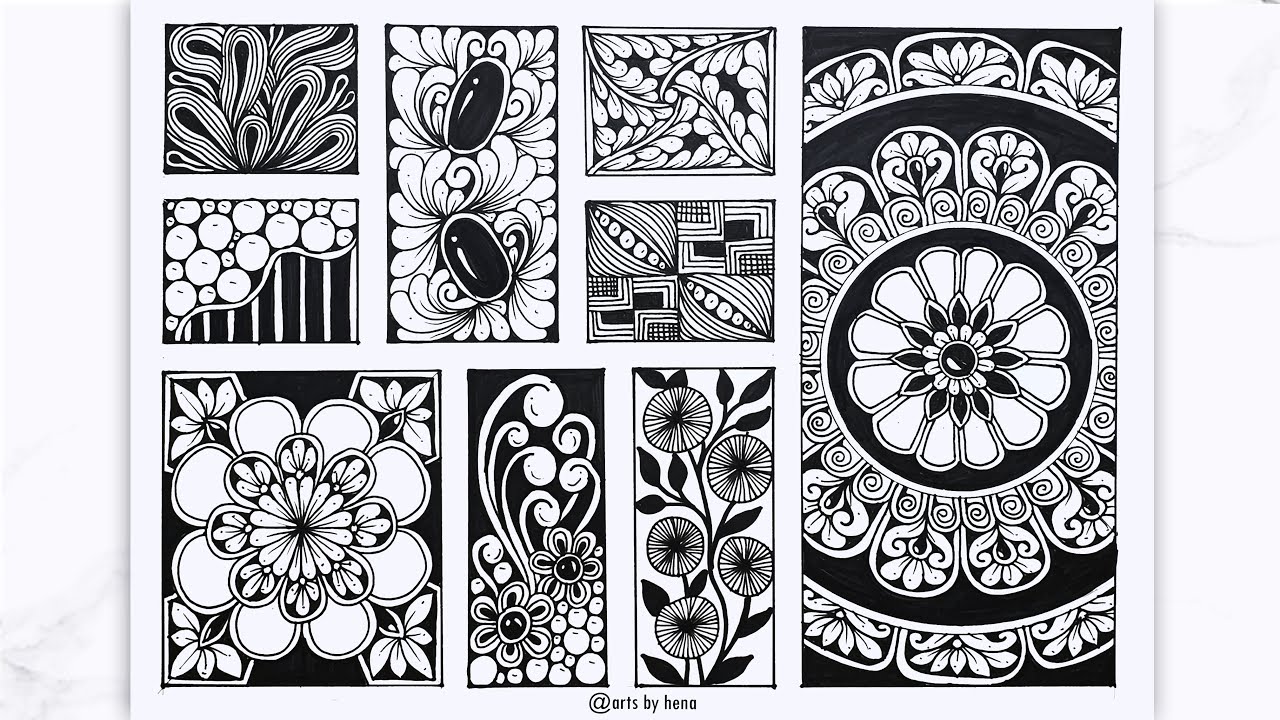 9 Zentangle Pattern For Beginners |9 Mandala Pattern | Zentangle ...