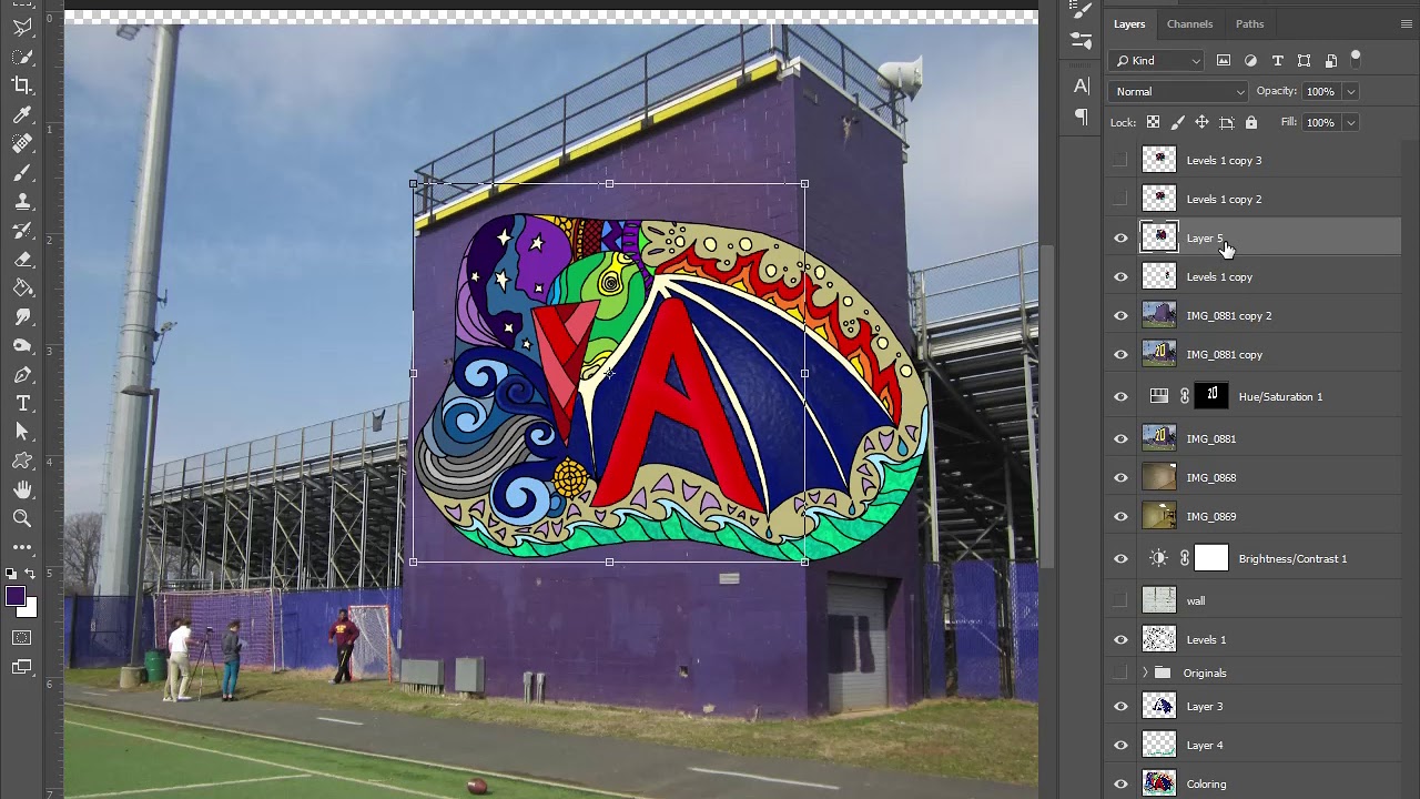 Graffiti Mural distort place on wall in perspective - YouTube