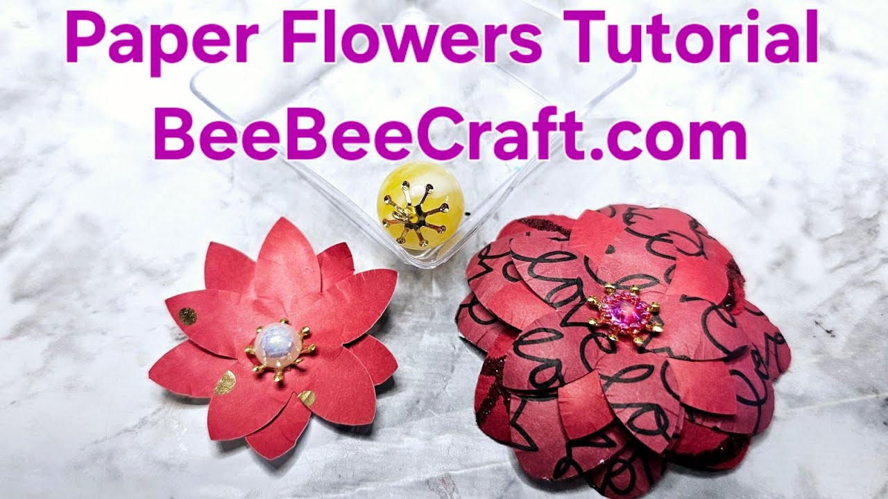 Paper Flower Tutorial | BeeBeeCraft.com Coupon Code Nicole10 - YouTube