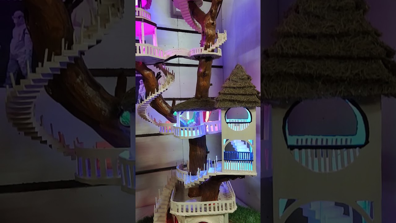 Tree house with beautiful lighting - YouTube