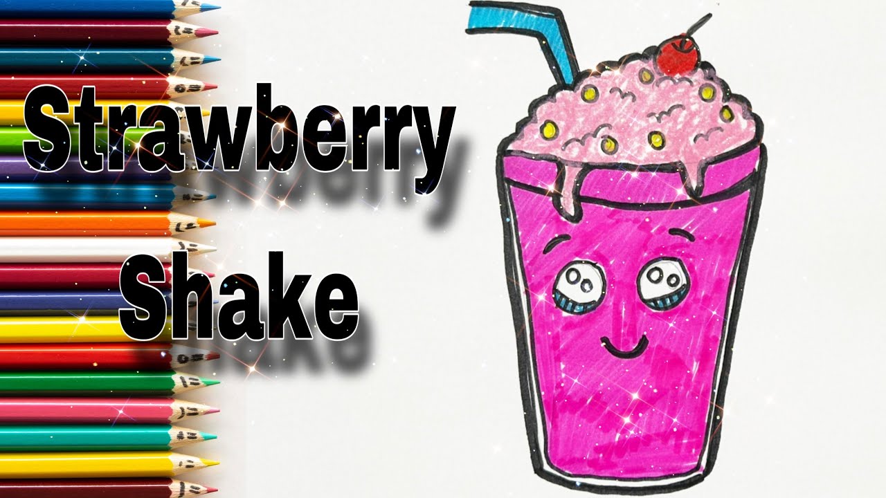 Strawberry Shake Drawing || How To Draw Strawberry Shake Drawing ...