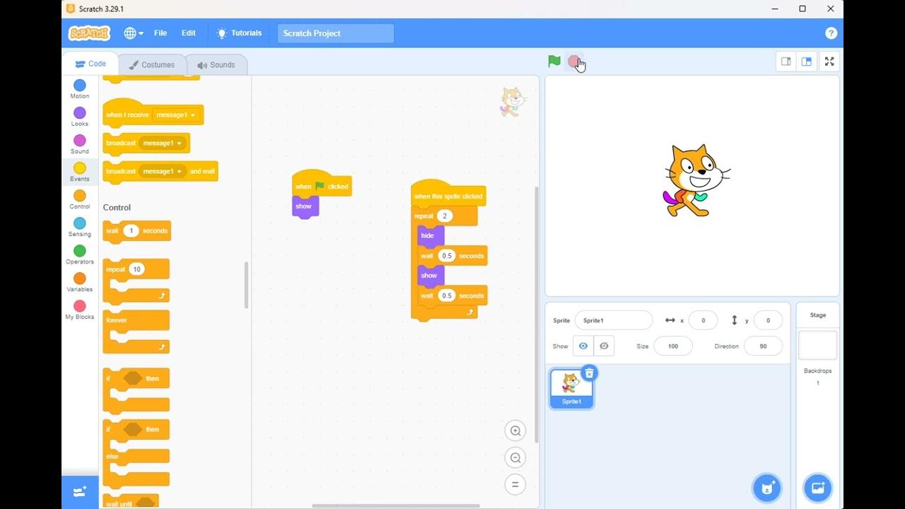 Scratch Tutorial Eps #05 - How to Sprite Show, Hide, and Repeat - YouTube