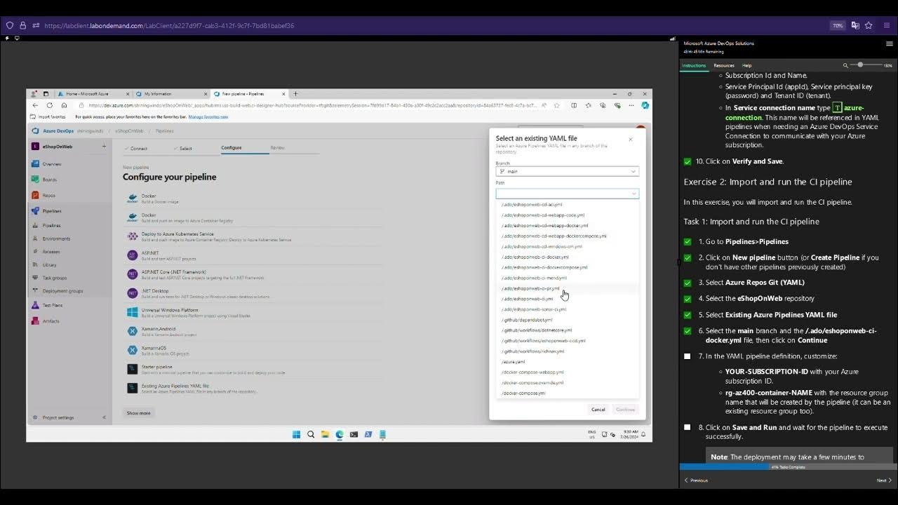 AZ-400 Microsoft Azure DevOps Solutions — Lab-Deploy Docker containers to Azure App Service web ...