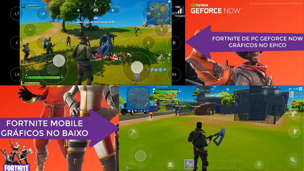 FORTNITE MOBILE VS FORTNITE DE PC NO REDMI NOTE 8 GEFORCE NOW - YouTube