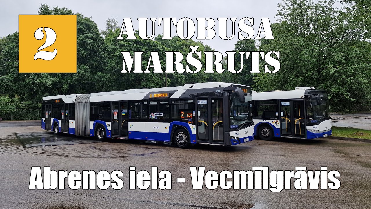 Rīga, Autobusa maršruts №2, Abrenes iela - Vecmīlgrāvis. Timelapse 2x ...