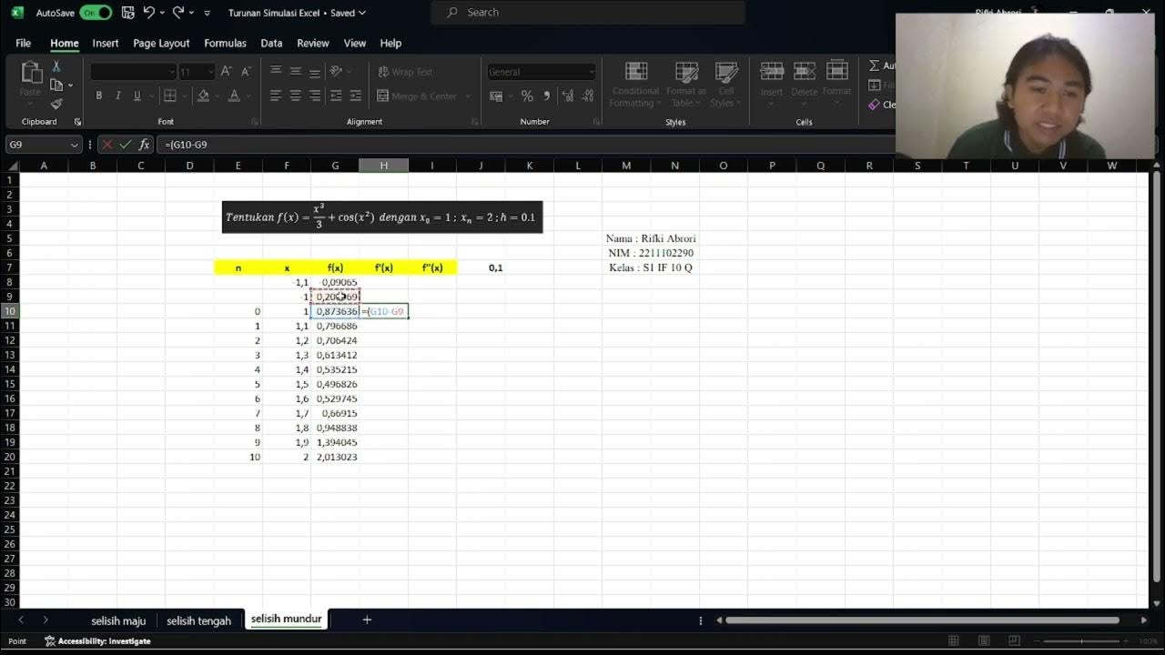 Part 2 - Menentukan Turunan dengan Simulasi Excel - YouTube