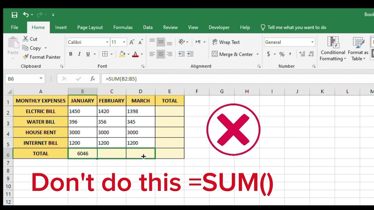 Auto SUM in Microsoft Excel - YouTube
