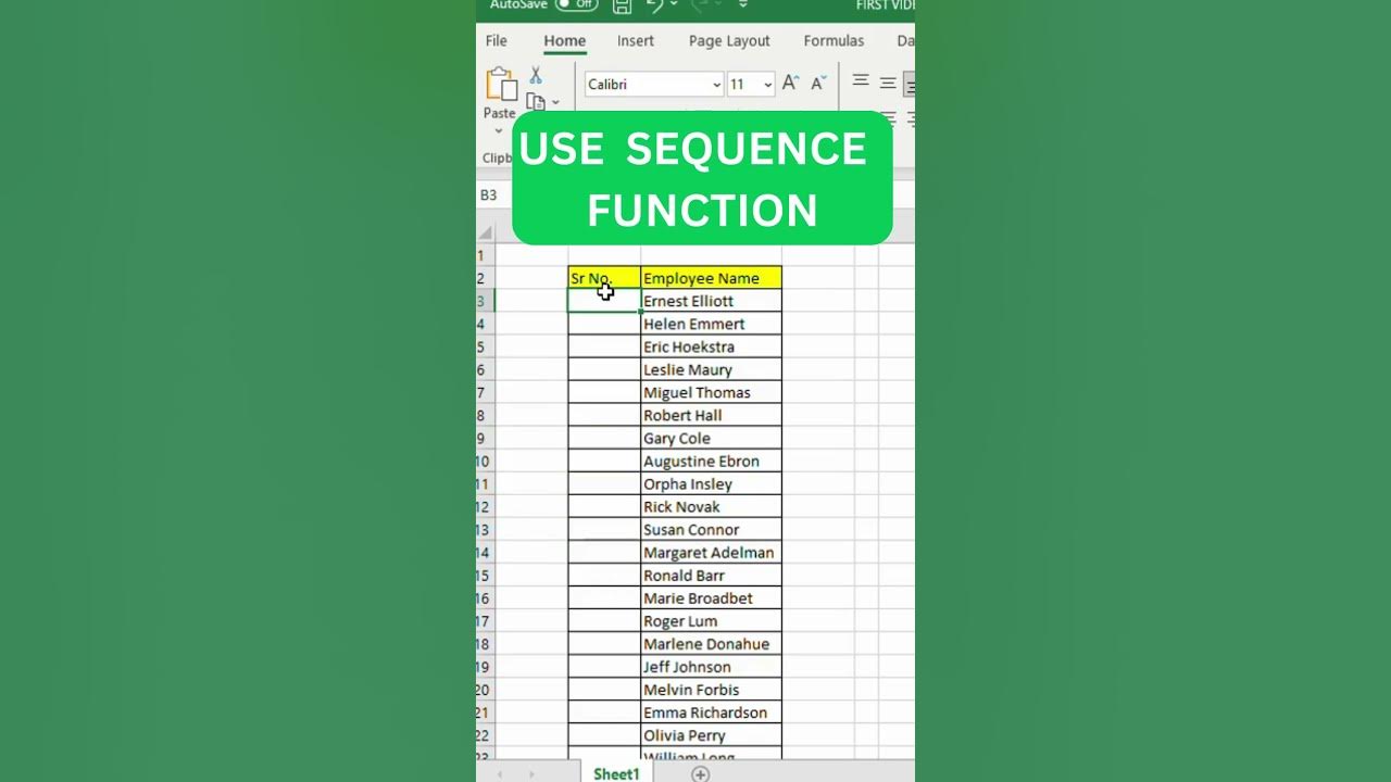 Simple Step for add Serial number in Excel - YouTube