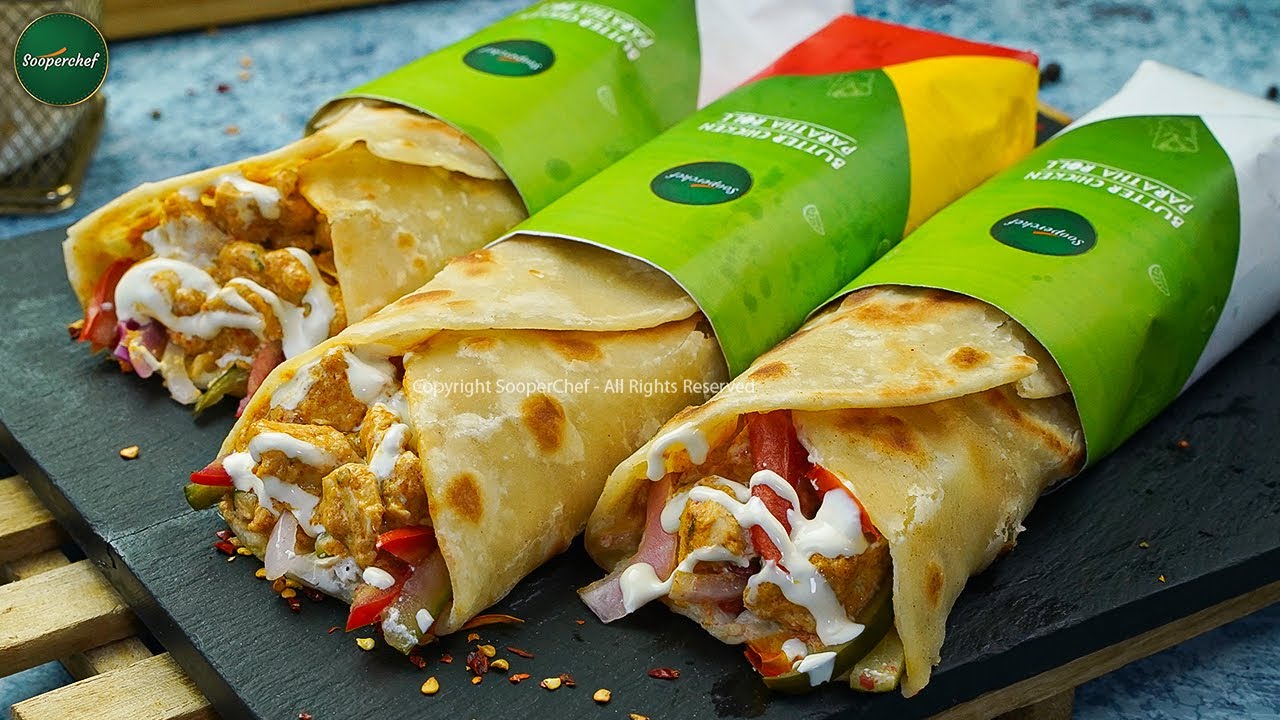 Saporous Butter Chicken Paratha Roll Recipe - Hot n Spicy Paratha Roll ...
