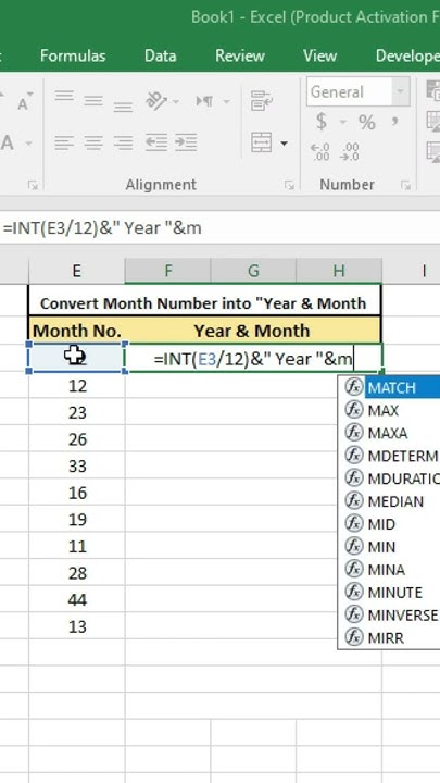 convert number into year & month in excel - YouTube