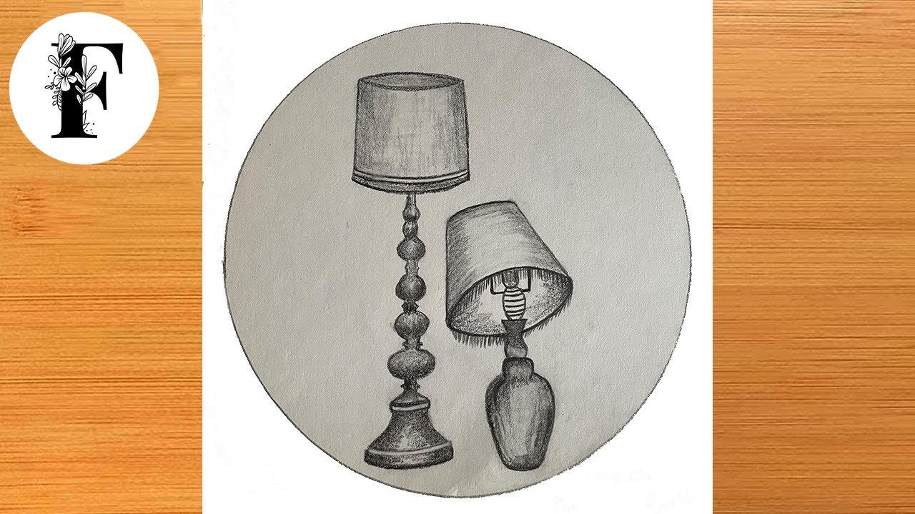 How to Draw a Table Lamp - Circle drawing easy - YouTube