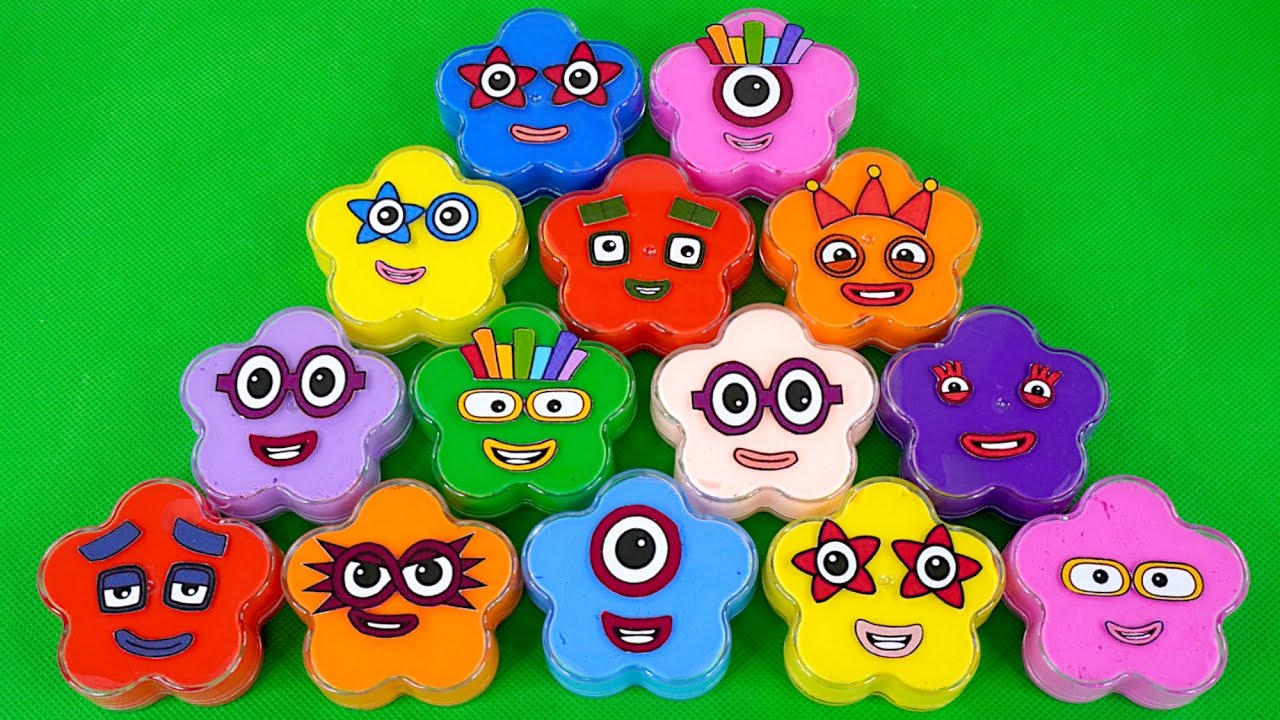 Rainbow SLIME: Digging Numberblocks, Alphablocks with Flower Clay ...