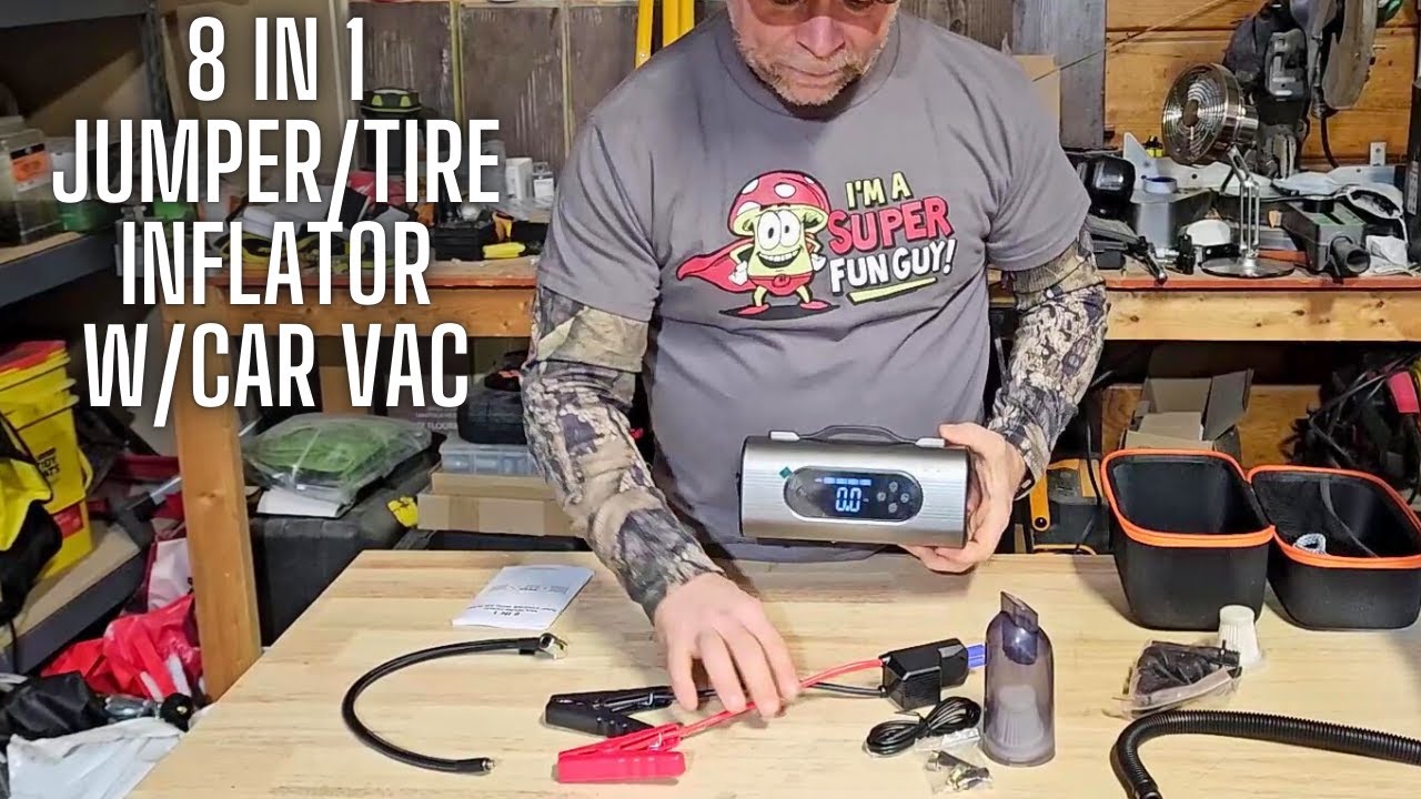 Portable Car Jump Starter with Car Vacuum Cleaner | 8 in 1 Jumper - YouTube