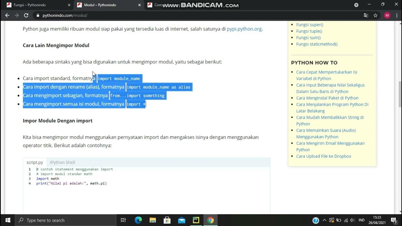 PYTHON INDO - MODUL PADA PYTHON - YouTube