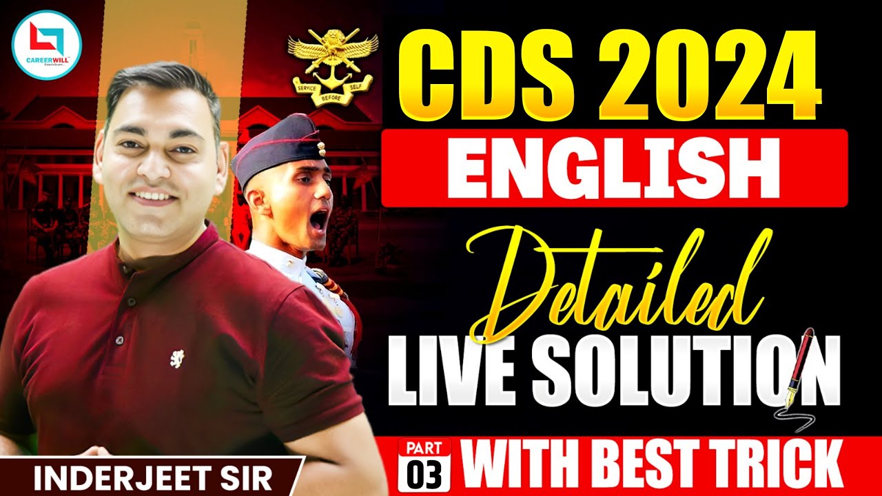 CDS-2024 | English Detailed Live Solutions Part -03 | By Inderjeet Sir ...