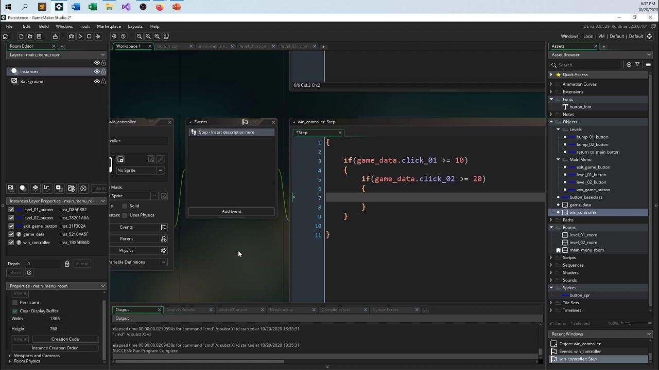 Creating Persistent Objects Using GML In GameMaker Studio 2 - YouTube