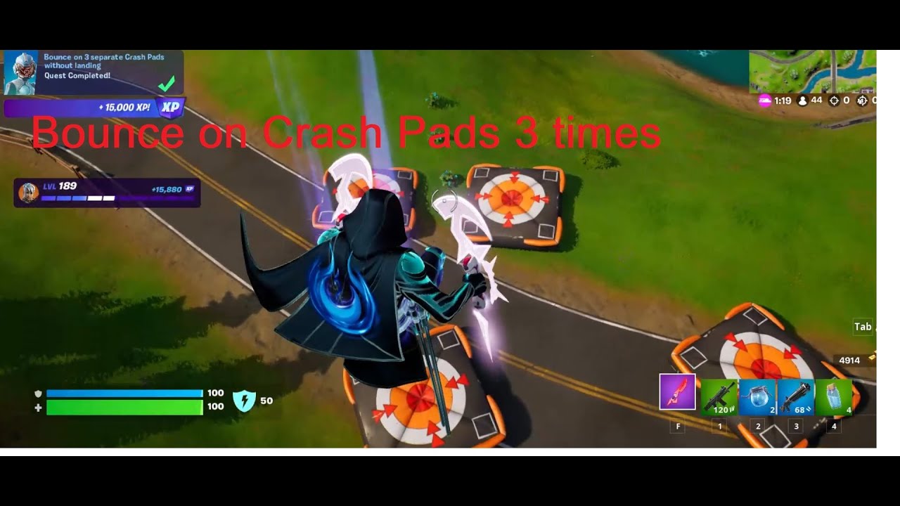 Bounce on 3 separate Crash Pads without landing - Fortnite - YouTube
