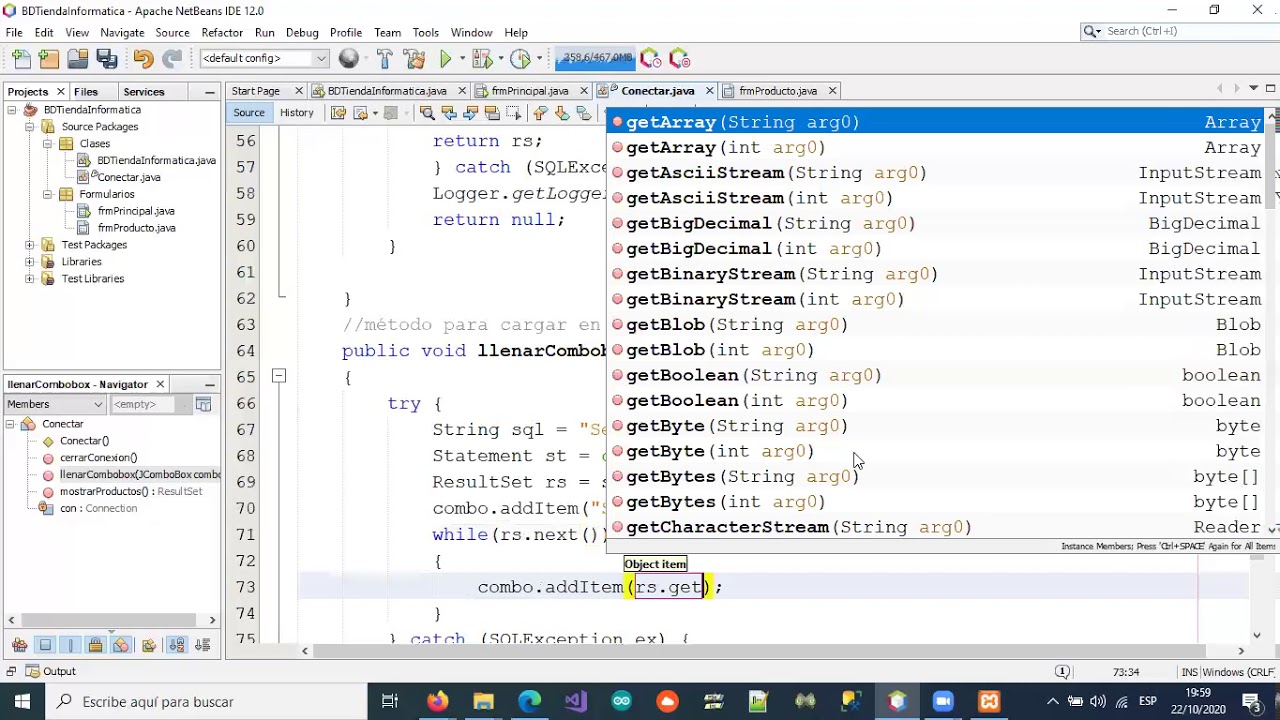 12-JAVA Y MYSQL EJEMPLO TIENDA INFORMATICA PARTE 3(LLENAR CUADRO ...