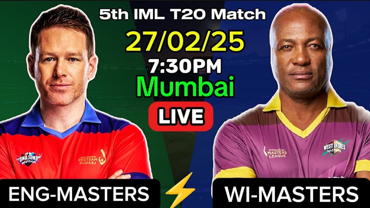 🔴LIVE: West Indies Masters vs England Masters IML T20 Live ...