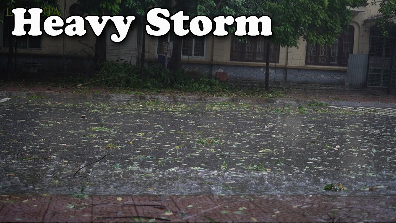 Terrible Storm with Heavy Rain on Street - Strong Thunder/Thunderstorm ...