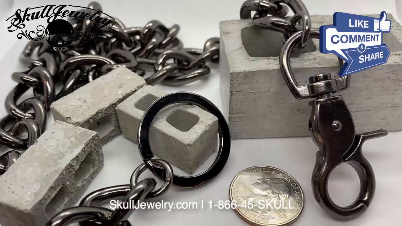 big bold and heavy wallet chain from skull jewelry - YouTube