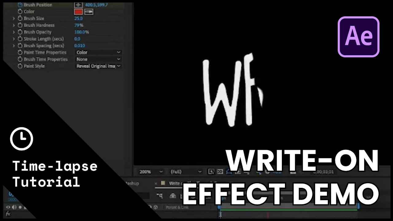 Time-lapse: Write-On Effect Demo (After Effects) - YouTube