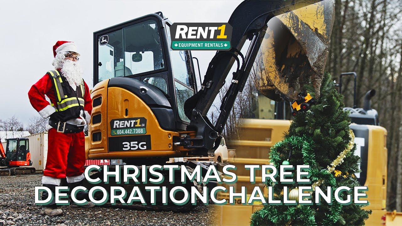 Can Santa Decorate A Christmas Tree With A Mini Excavator??? - YouTube