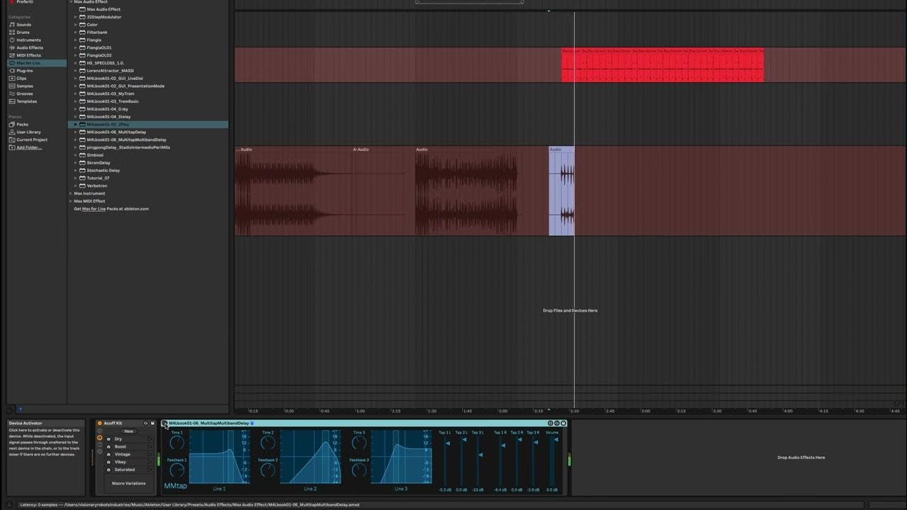 "How to program Max4Live devices" book's demo - Multitap Multiband Delay and MyTrem tremolo ...