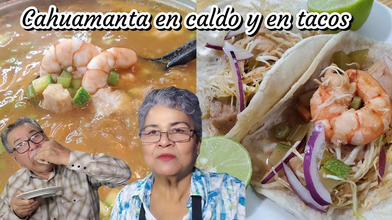 " Sabrosa Cahuamanta con camaron , en plato y tacos 🌮😋🥕🍅🦐🌶🧅| Cocina ...