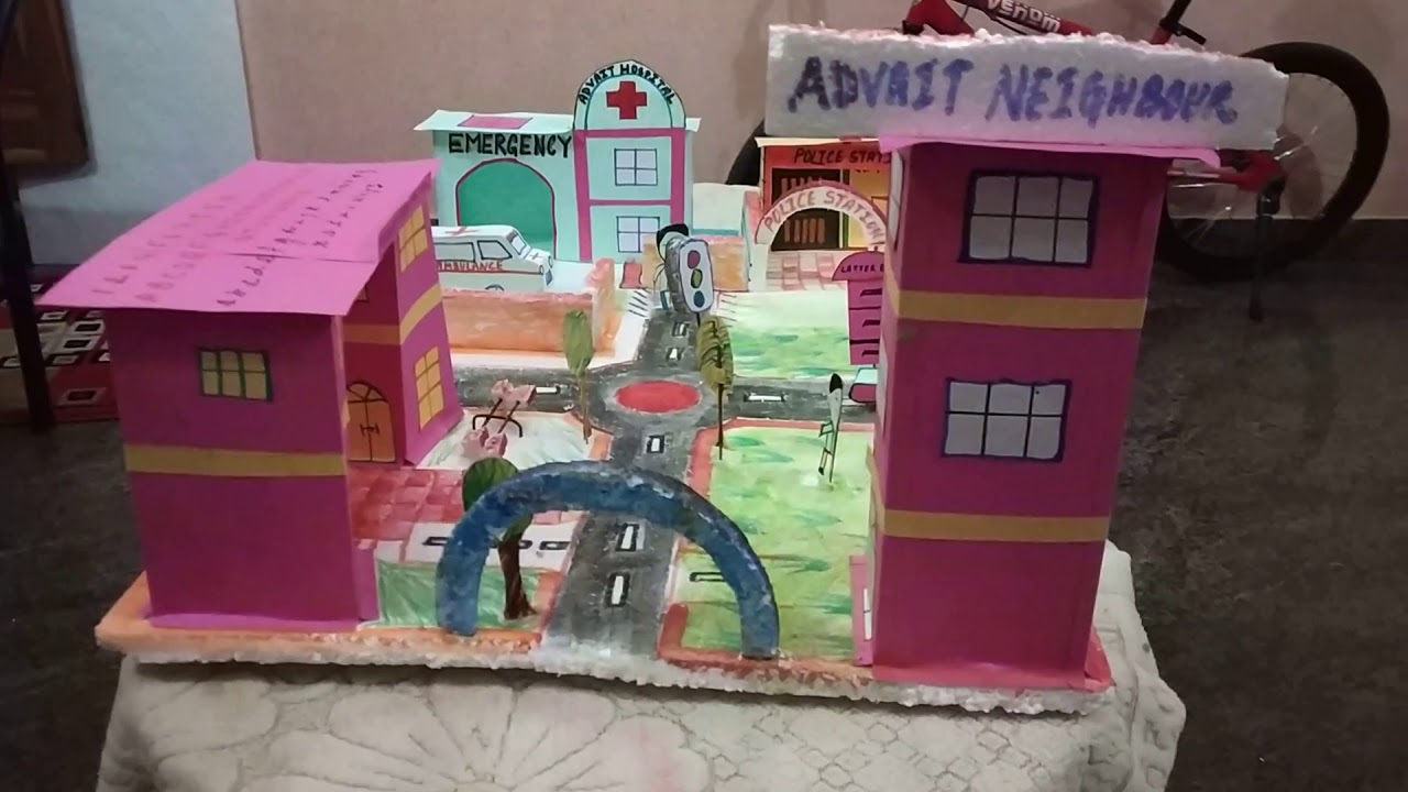 Paper and Thermocol city model for school Project - YouTube