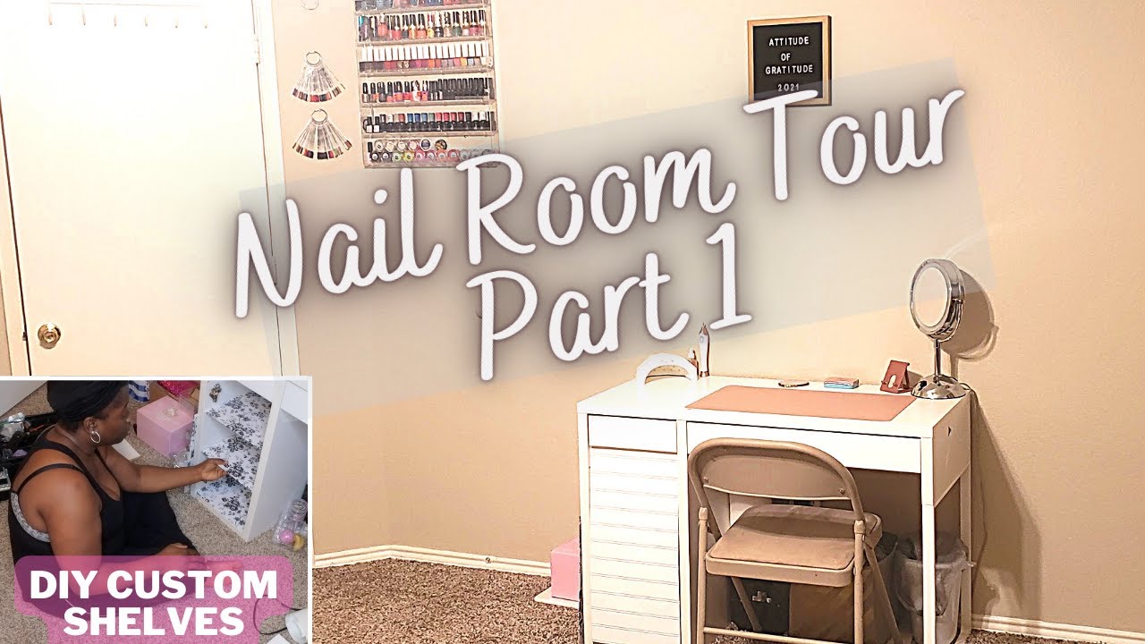 Nail Room Tour Part 1 | Custom Nail Desk | At Home Nail Room | Nail ...