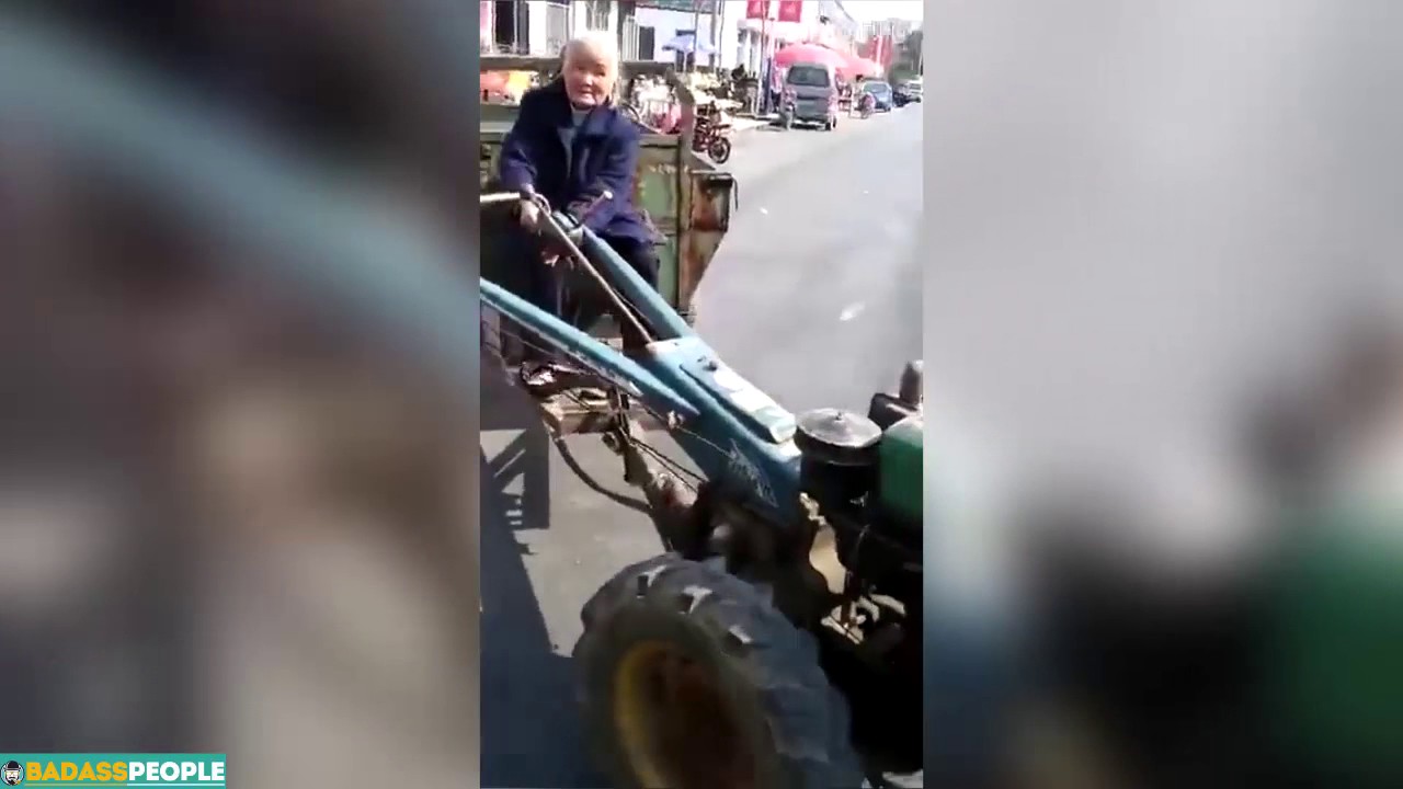 Badass 80 year old granny wowing onlookers by showing off her tractor ...