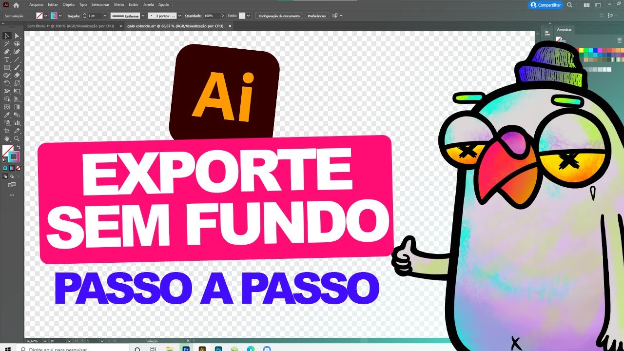 Como exportar imagem SEM FUNDO transparente no Adobe Illustrator - YouTube